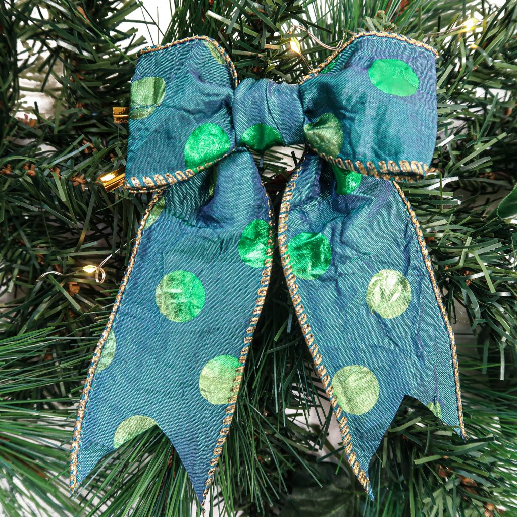 5 Pre Tied Wire Edged Teal Gold Bows - 'Belle' - Typically Unique